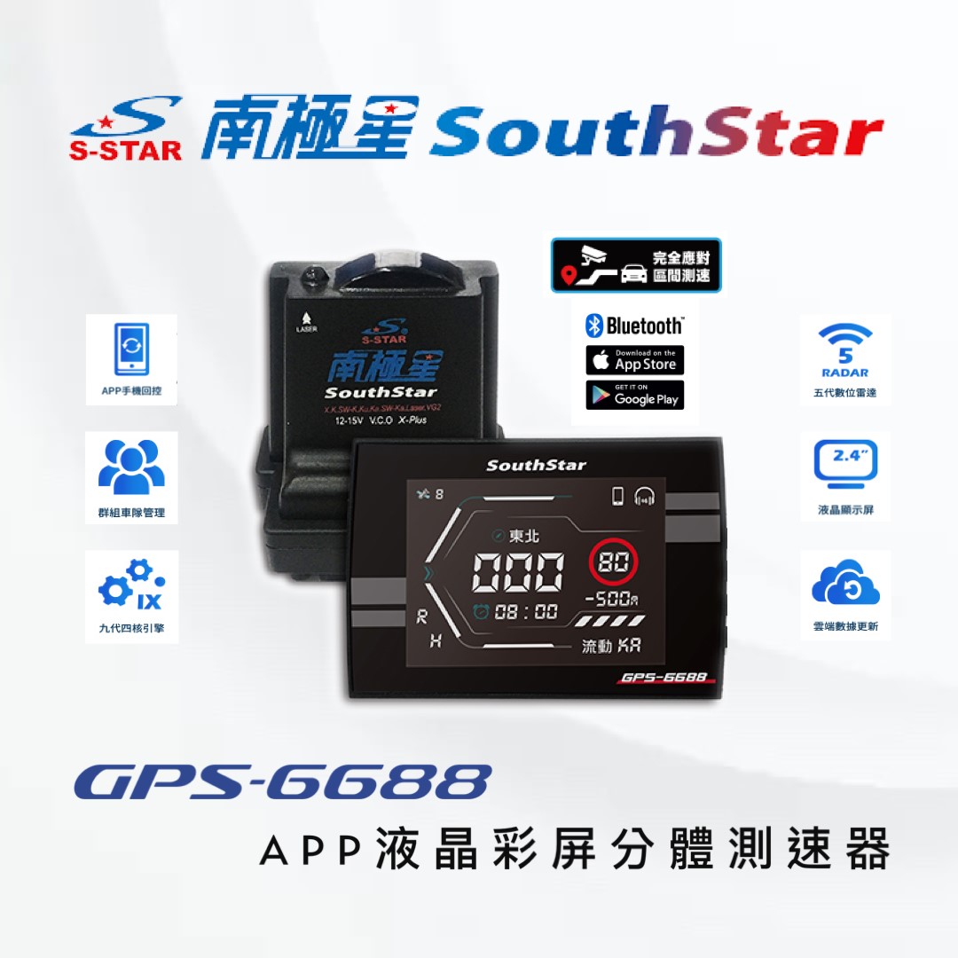 南極星GPS-6688 APP液晶採屏分體測速器(內) | 啟程車用多媒體電子科技
